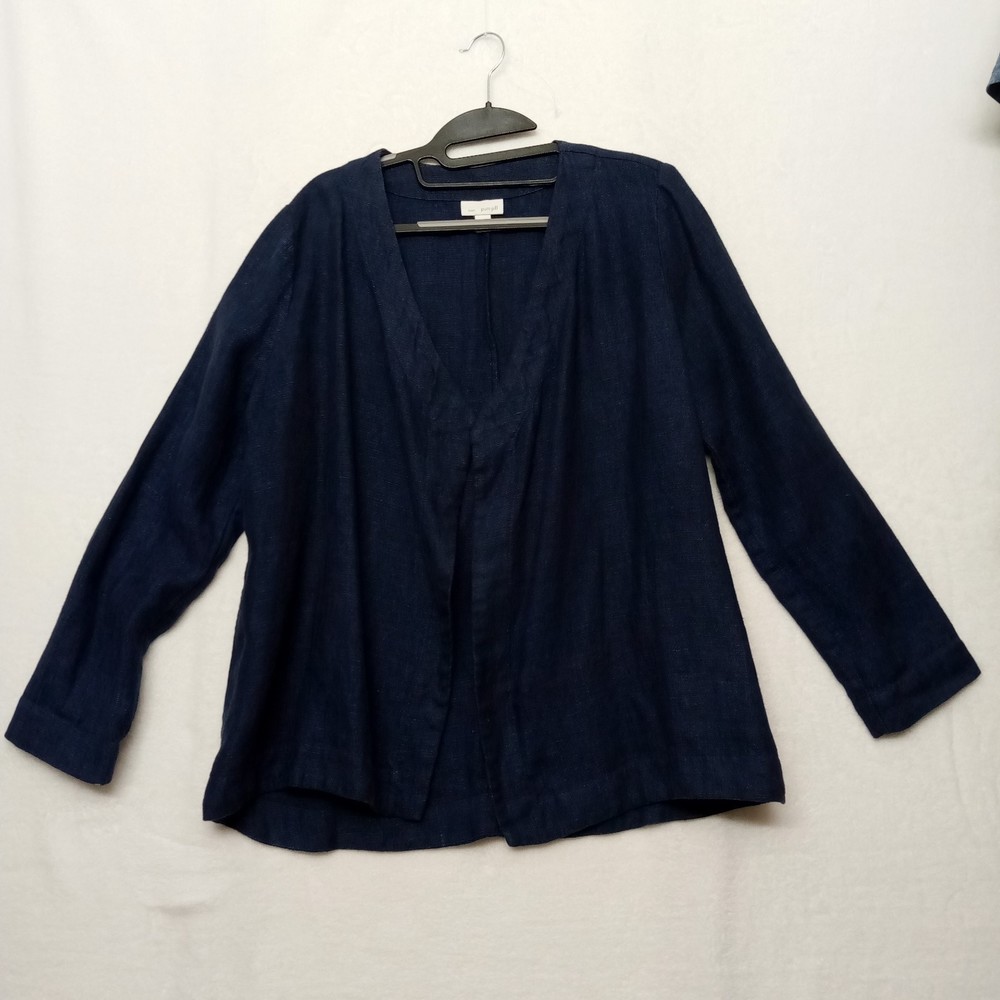 100% Linen Pure Jill Blue Linen Jacket In Size S Peti… - Gem